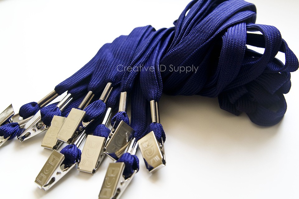 WHOLESALE 100 PCS NAVY BLUE ID BADGES STRAP HOLDER NECK LANYARDS ...