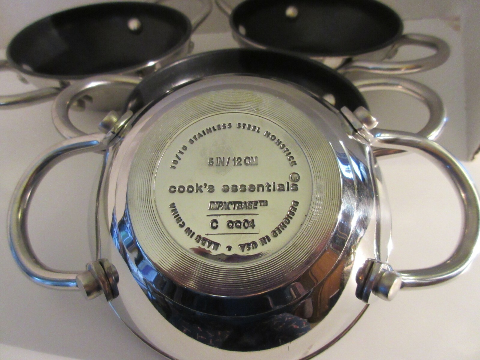 Cook"s Essentials 10/10 5" Pans Stainless Steel Nonstick w/Handles- Set ...