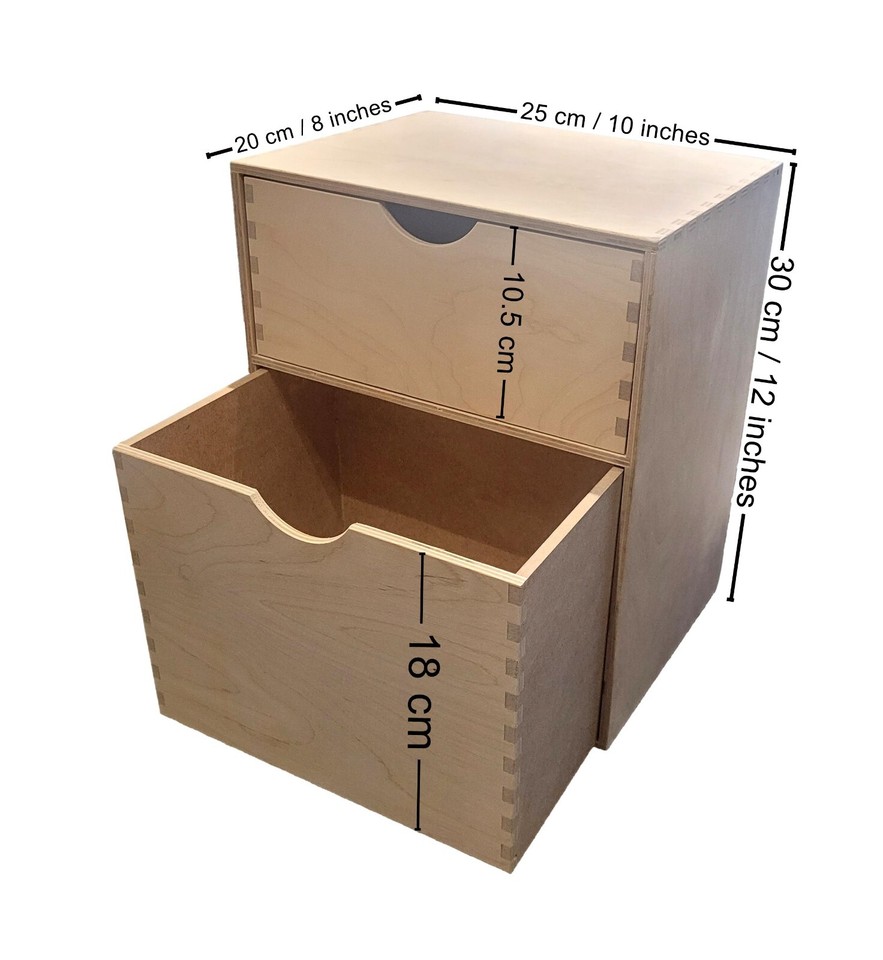 Wooden Drawer - Box Desktop Office Desk Storage Decoupage Unpainted 11 ...