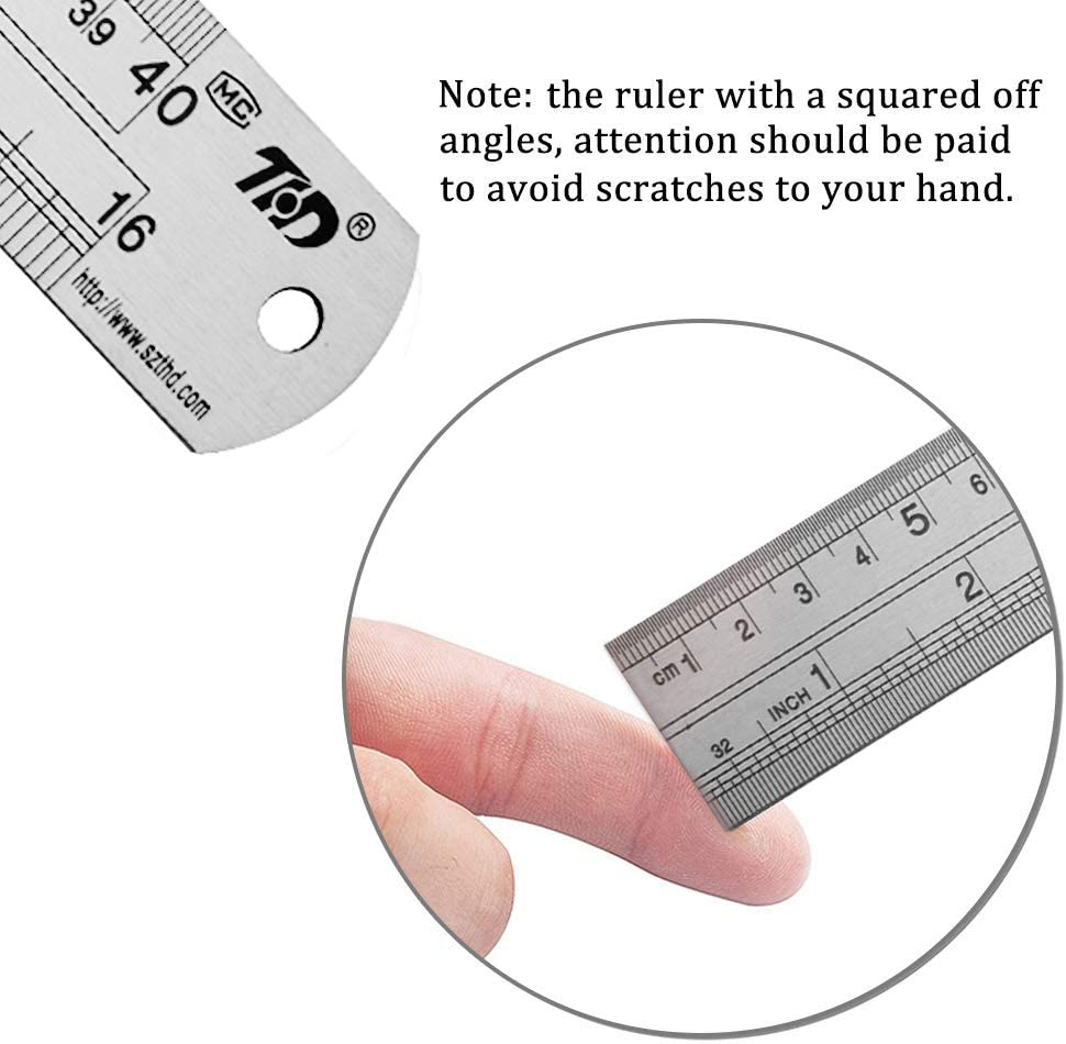 Ruler Metal Straight Edge Ruler Stainless Steel Ruler 16 Inch Ruler Set ...