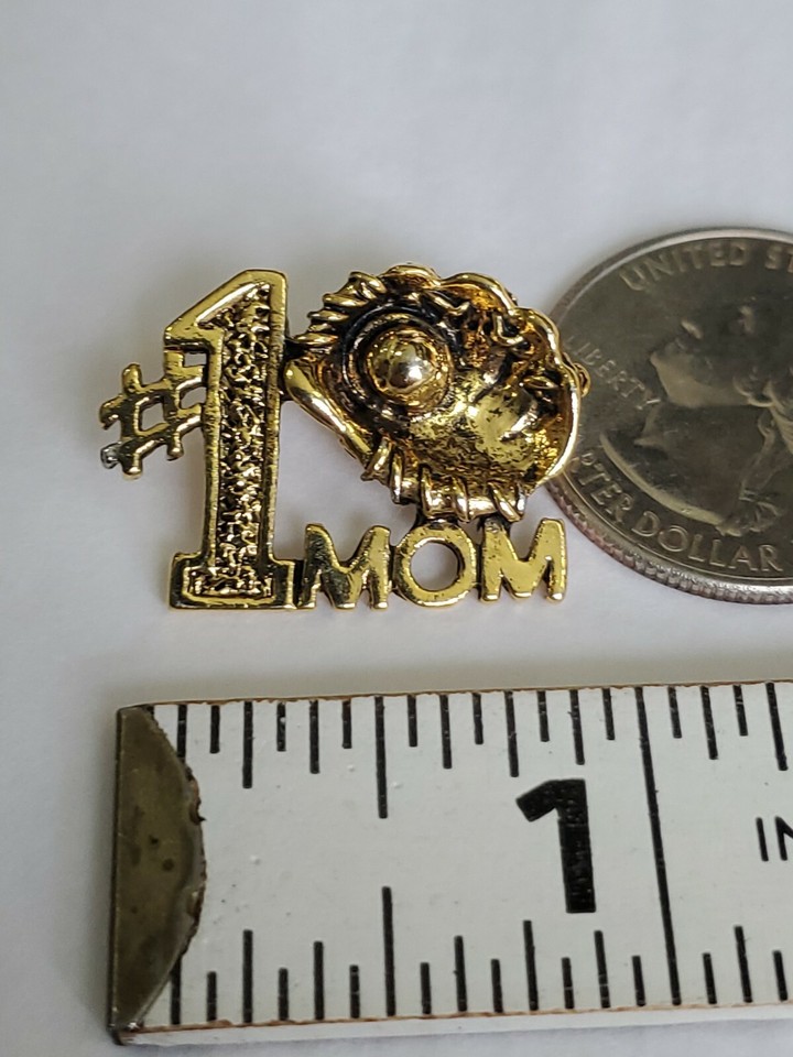 #1 Baseball MOM Lapel Pin Gold Color Metal Glove And Ball | eBay