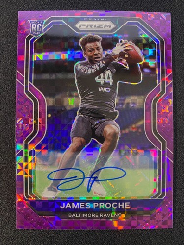 2020 NFL Panini Prizm Football /49 James Proche #382 Auto Purple RC ...