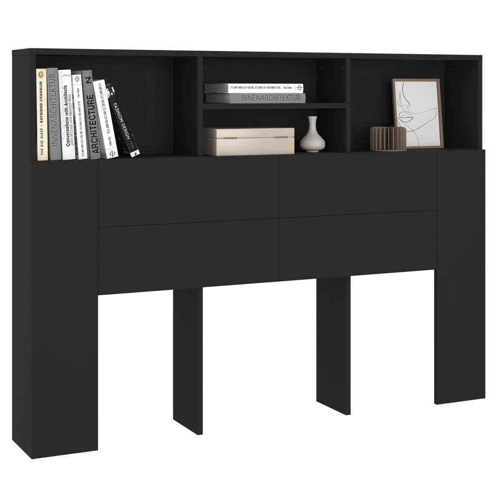 Headboard Cabinet Wall Bed Backboard Bookcase vidaXL Black 140x19x103 ...