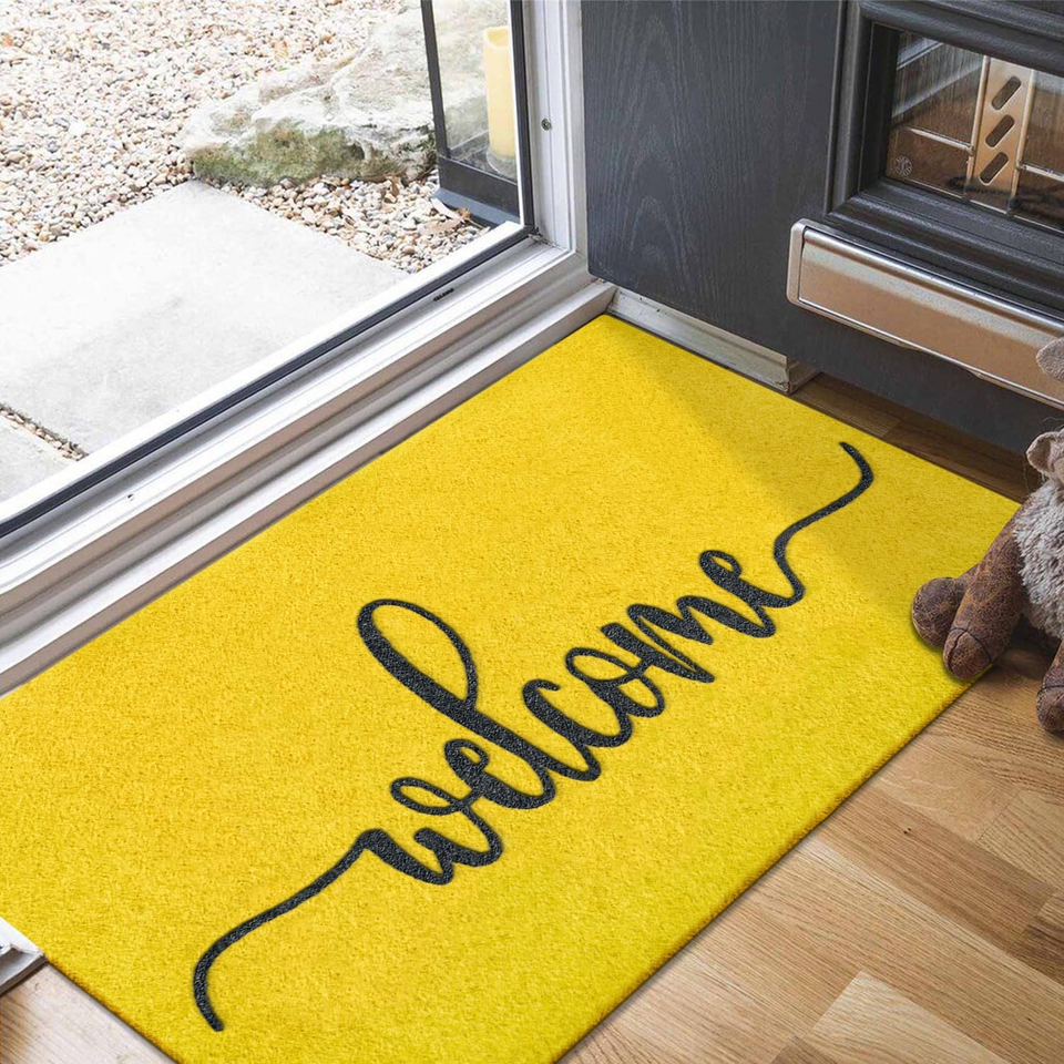 Yellow Door Mat Large Outdoor Indoor Welcome Mat Low-Profile Non Slip ...
