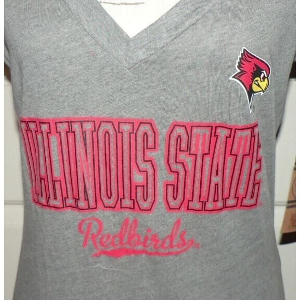 Rivalry Threads Women's Illinois State Redbirds V-neck T-Shirt Grey/Red ...