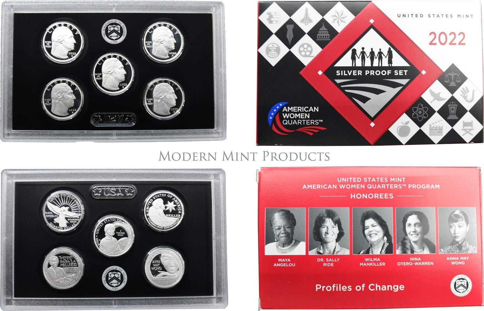 2022 S American Women Quarter Silver Proof Set 22WS 5 Quarters with Box ...
