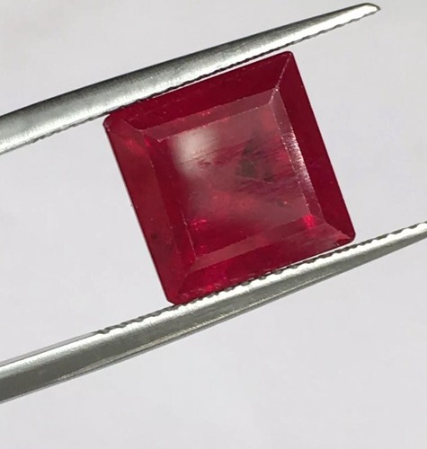Lab Created Synthetic Ruby With Visible Inclusion Square Faceted ...
