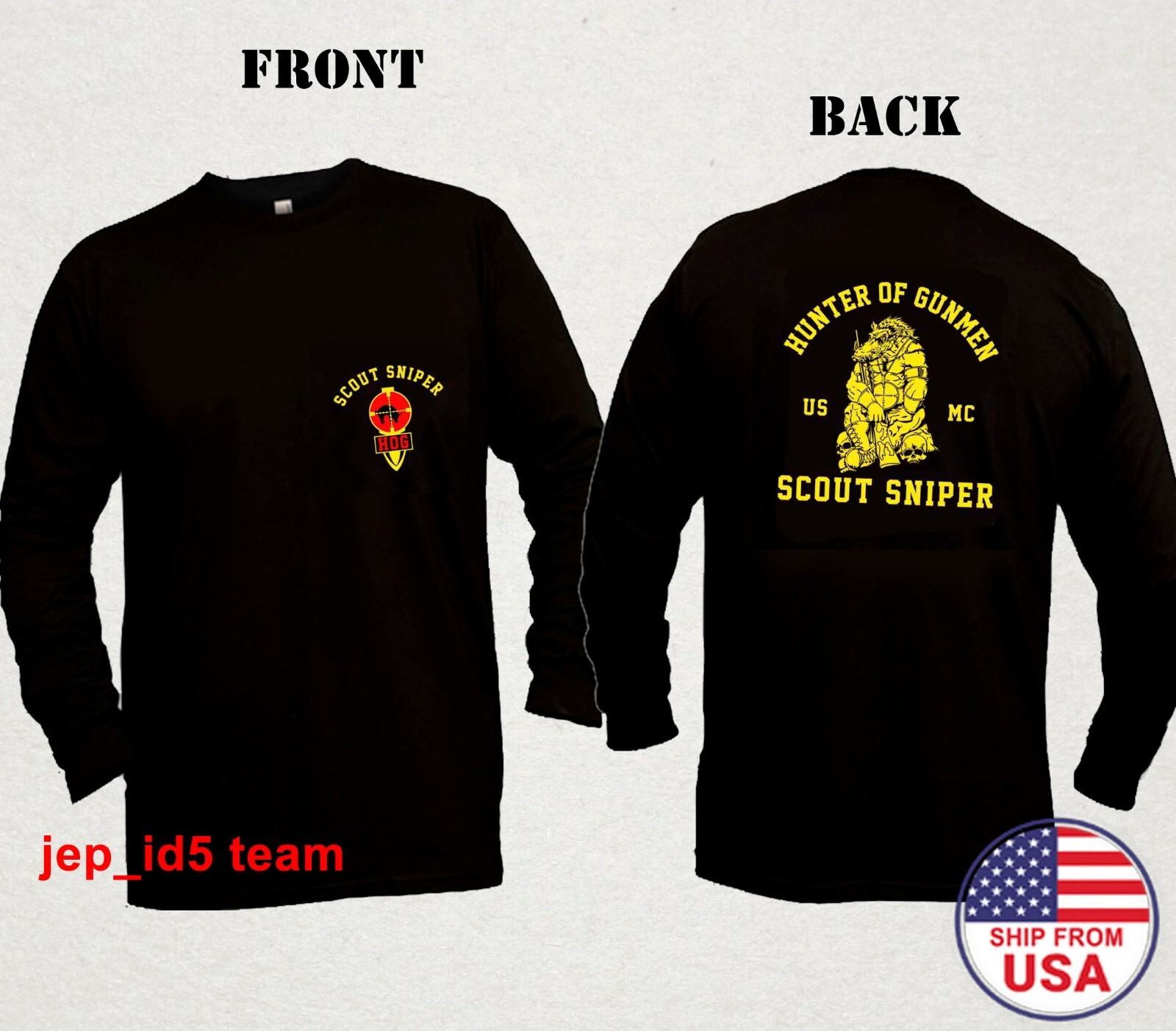 New HOG Hunter OF Gunmen Long sleeve T Shirt size S-4XL-custom tee | eBay