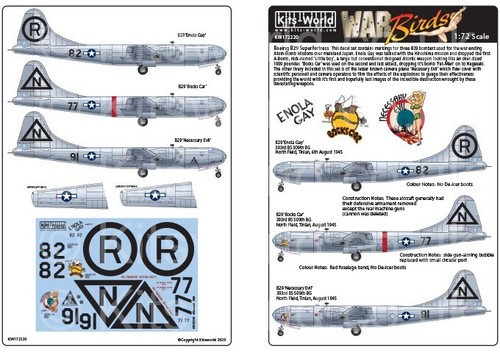 Kits World 1/72 B-29 Superfortress Enola Gay Bockscar Hiroshima ...