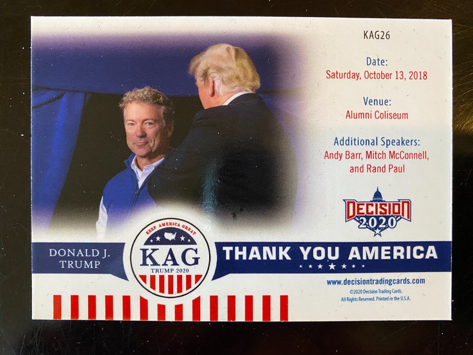 2020 DECISION PRESIDENT DONALD TRUMP KAG CARD KAG26 | eBay