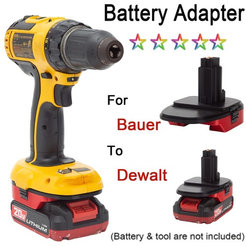 For Bauer 20V Li-ion Battery Adapter Converter to for Dewalt 18V Power ...