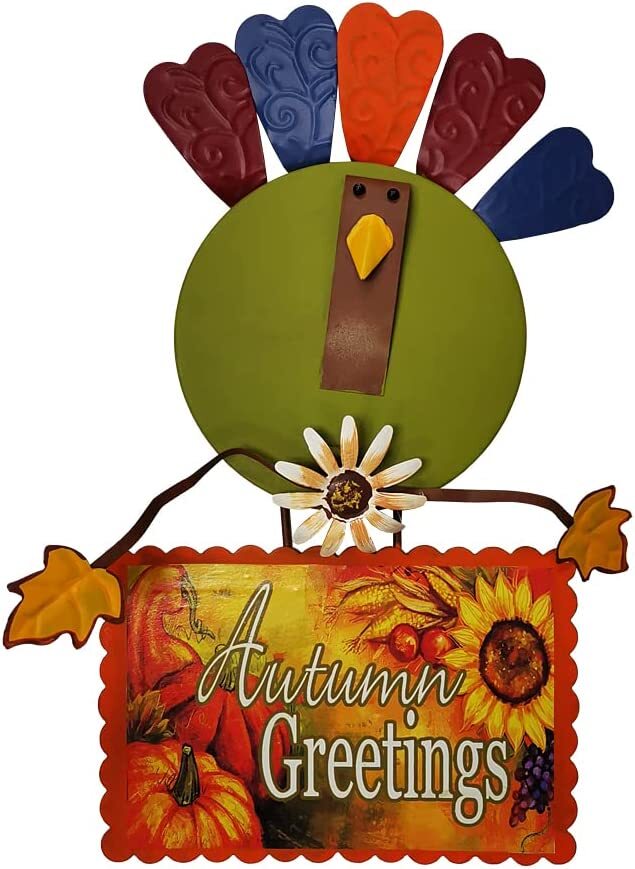 Thanksgiving Metal Turkey Hanging Door Sign Wall Decor Turkey Welcome ...