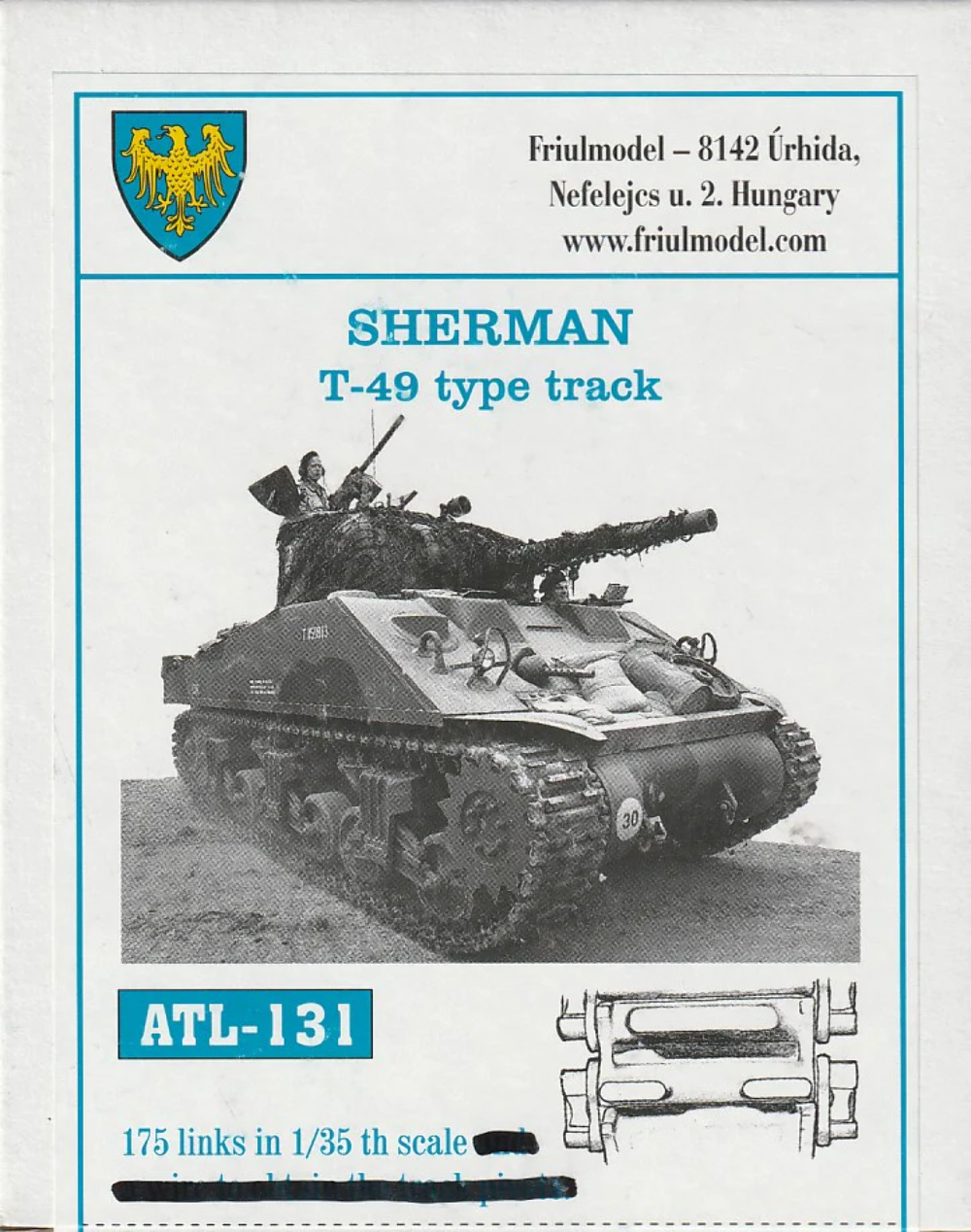 1/35 Friulmodel ATL-131 Sherman T-49 type tracks - Friul Metal Tracks ...