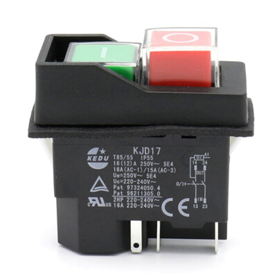 KJD17 KEDU 5 Pins 250VAC 16A Electromagnetic On Off Safety Pushbutton ...