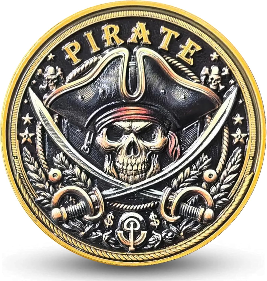 Pirate Challenge Coin - Motivational Adventure Coin with Skull Design ...