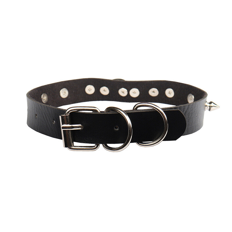 Punk Rock Love Lock Pendant Leather Collar Rivet Neckband Necklace ...