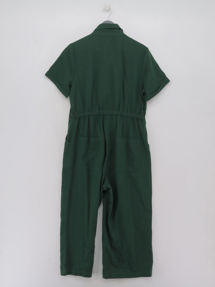 Lucy & Yak Women's Jumpsuit UK 16 Green 100% Cotton Wide-Leg Jumpsuit ...
