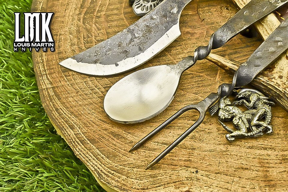 LMK Custom Antique Table Set AUS-8 Steel Carbon Engraving Lot of 3 EDC ...