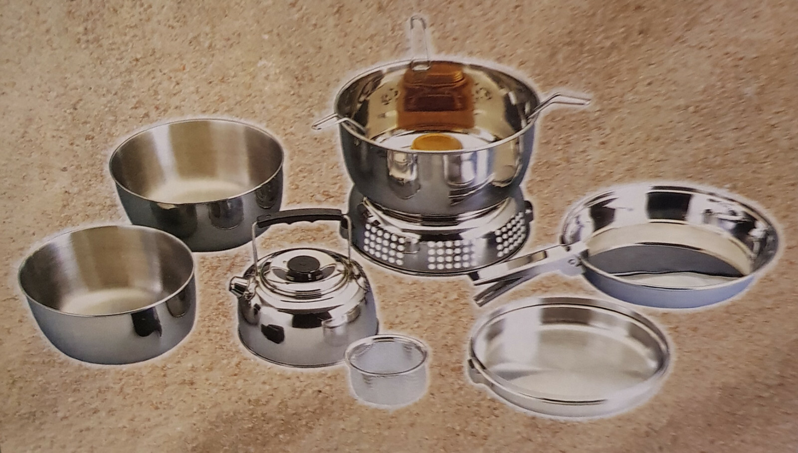 Alcohol Stove Camping Cook Set STAINLESS STEEL 10 Piece Metho Spirit ...