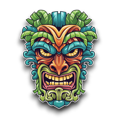 Angry Tiki Totem Mask Hawaii Hawaiian Head Vinyl Sticker Decal 100x78mm ...
