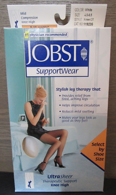 Jobst Mild Compression Knee High Ultra Sheer White 8-15mmhg Sz.4.5-6.5 ...