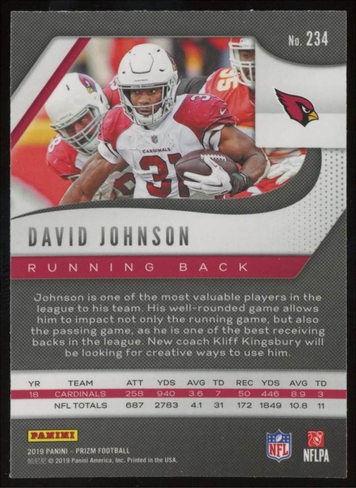 2019 PANINI PRIZM #234 DAVID JOHNSON | eBay