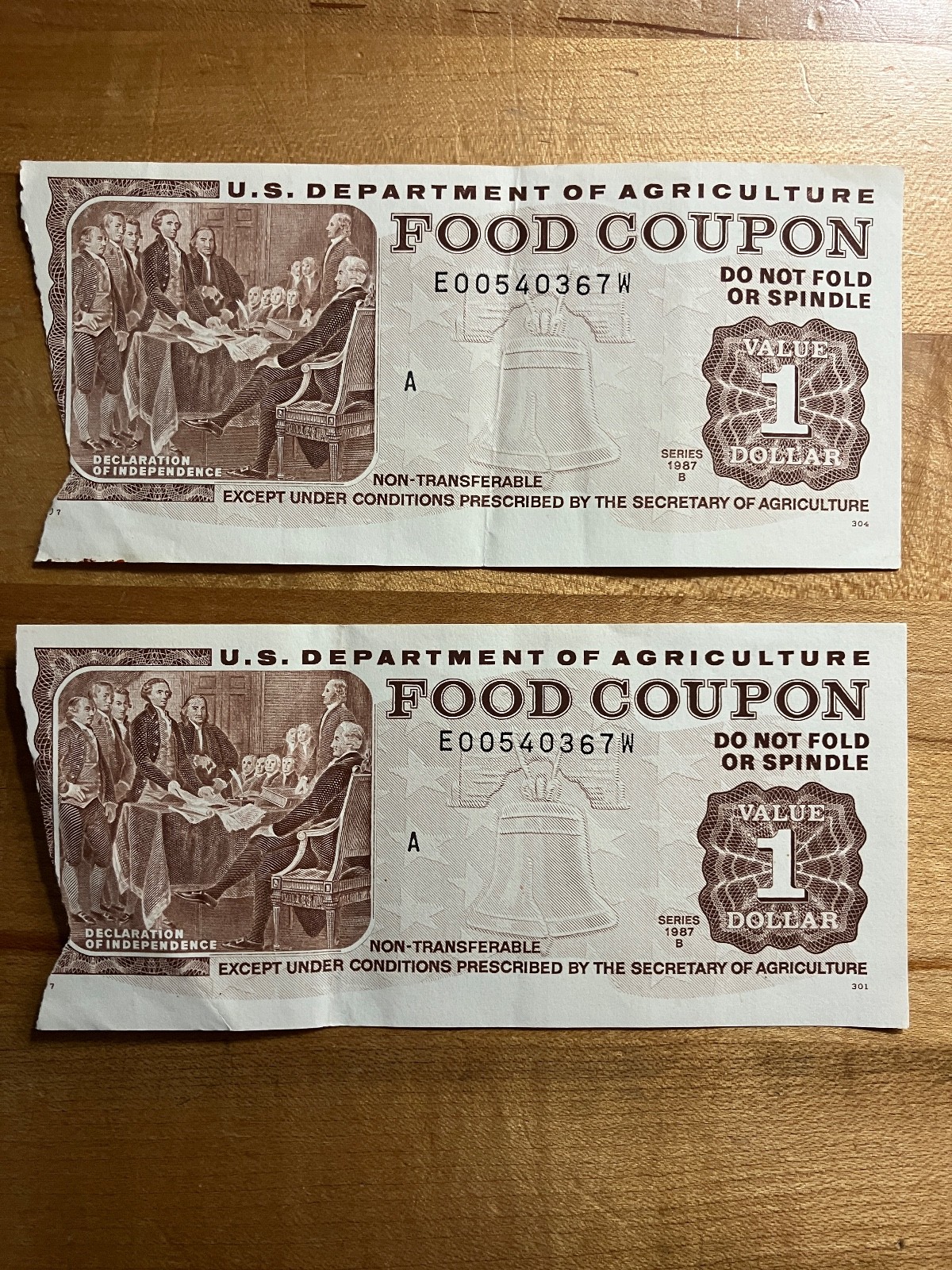 $1.00 - FOOD STAMP COUPON - SCRIP - TOKEN, Original issue 1987, Lot of ...