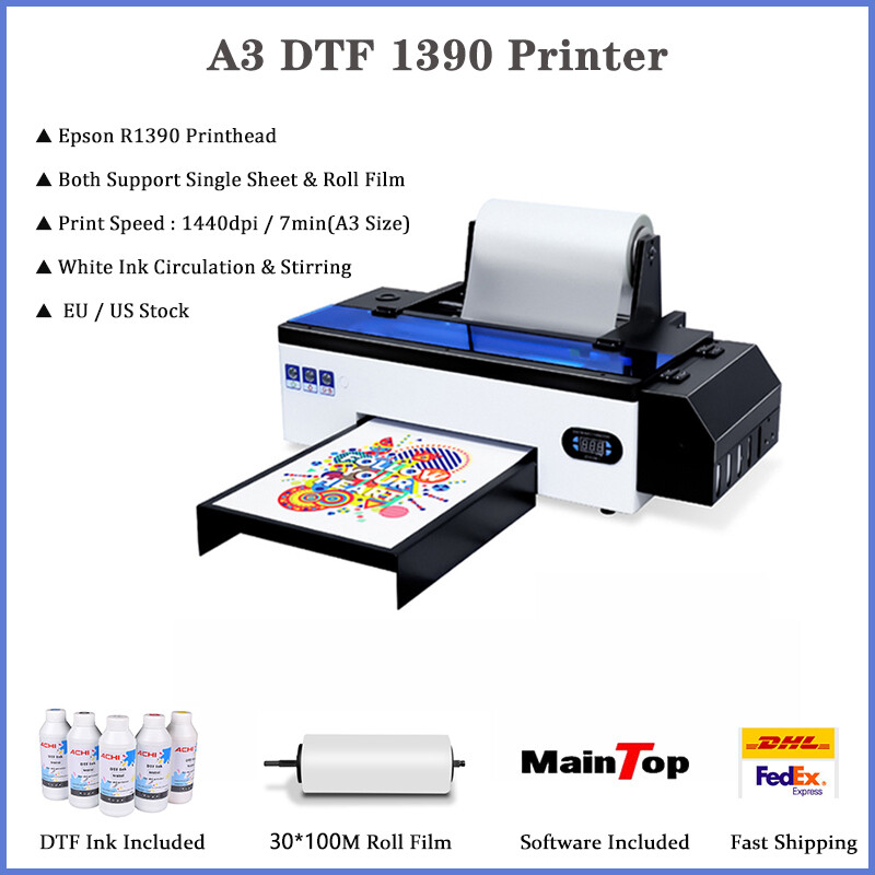 A3 DTF Flatbed Printer EPSON R1390 Direct to Film Printer T-shirt Heat ...