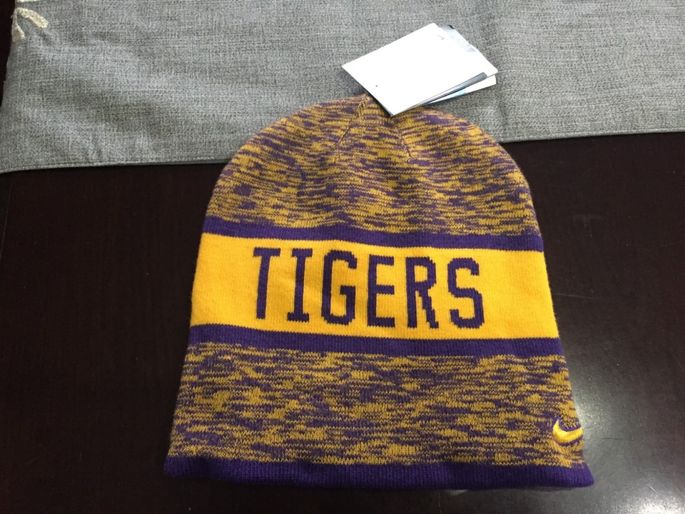 MENS/WOMENS NIKE LSU TIGERS BEANIE REVERSIBLE KNIT CAP TEAM COLORS NWT ...