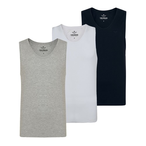 3 Pack Mixed Style Men's Vest Multipack Sleeveless Tee Top Fitted New ...