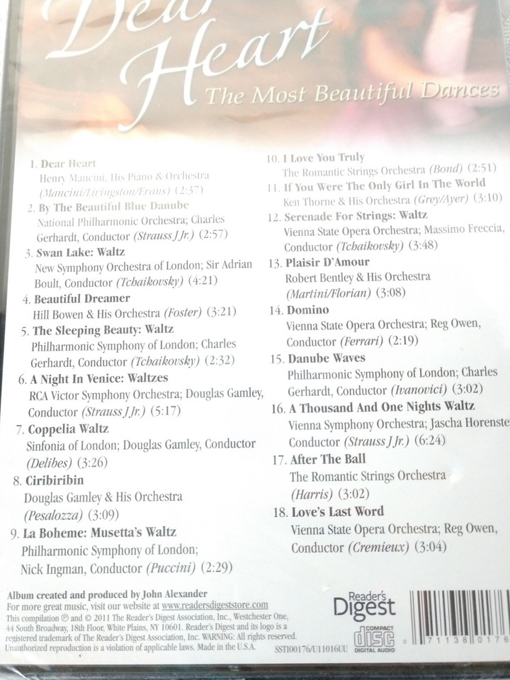 NEW Dear Heart Dance CD The Most Beautiful Dances and Melodies Reader's ...