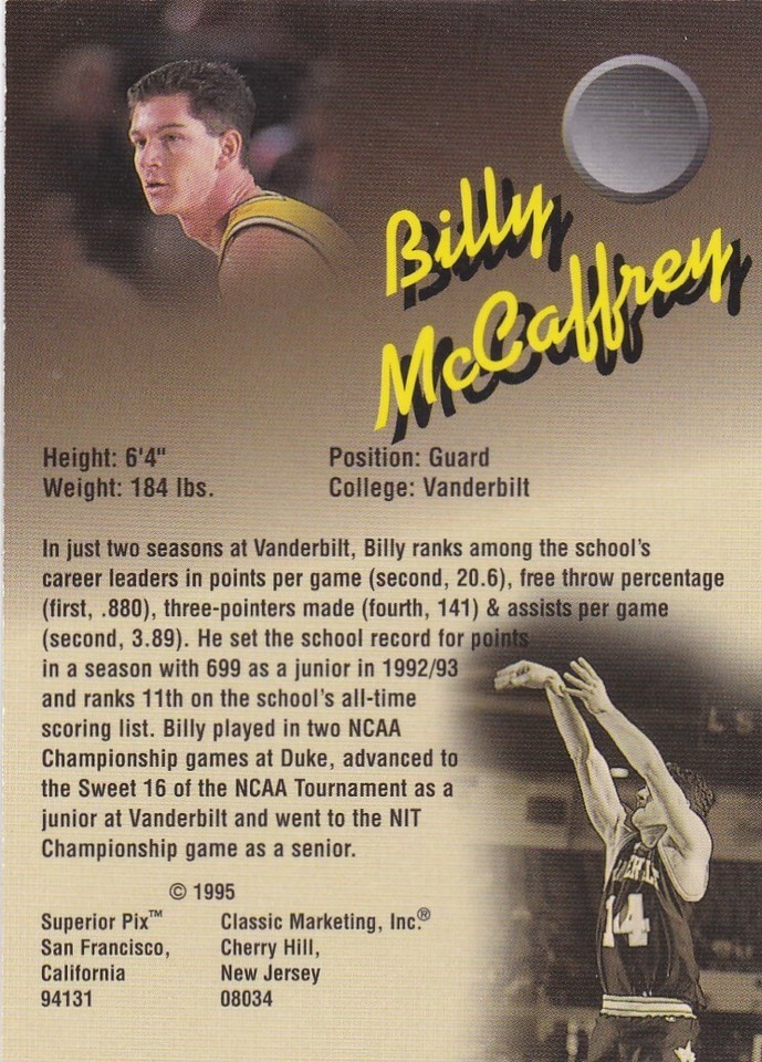 1995 Superior Pix #48 Billy McCaffrey | eBay