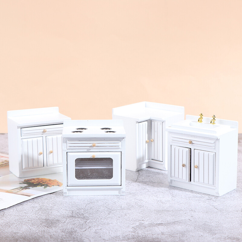 1:12 Dollhouse Miniature Wooden Kitchen Furniture Cabinet Dollhouse ...