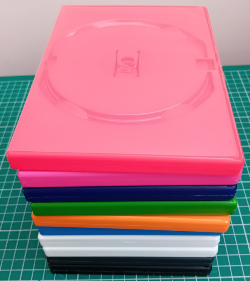 10 x Empty DVD Cases Colours: Green Red Pink Blue White Black Disney ...