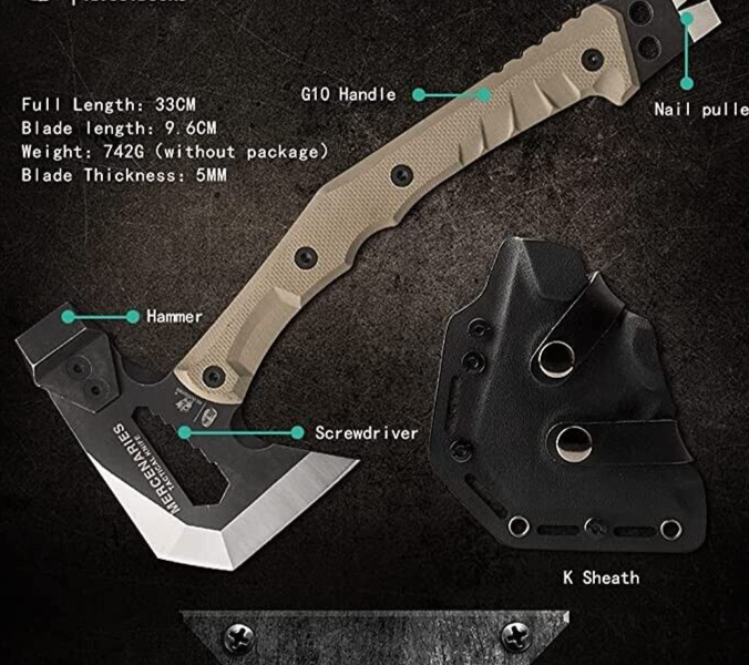 HX OUTDOORS Rescue Tomahawk Tactical Axe Hatchet Engineer Army Survival ...