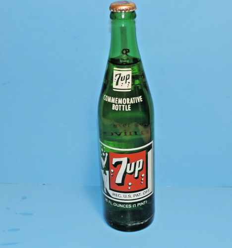 VTG 7Up 50th ANNIVERSARY COMMEMORATIVE BOTTLE GREEN GLASS 16oz UNOPENED ...