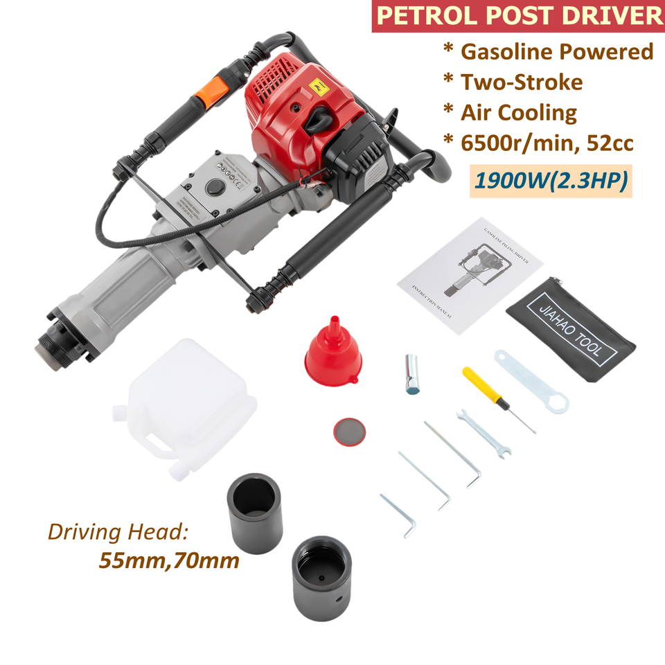 Gas-Powered T Post Driver 2 Stroke 1.2HP/2.3HP Fence Farm Push Pile Kit ...