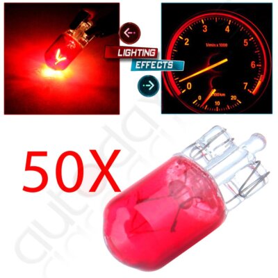 50 Red W5W T10 168 194 Front Map light Rear Dome Light Glass Halogen ...