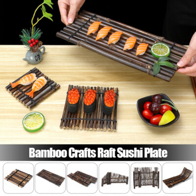Japanese Bamboo Crafts Raft Sushi Plate Tray Sashimi Dishes Placement ...