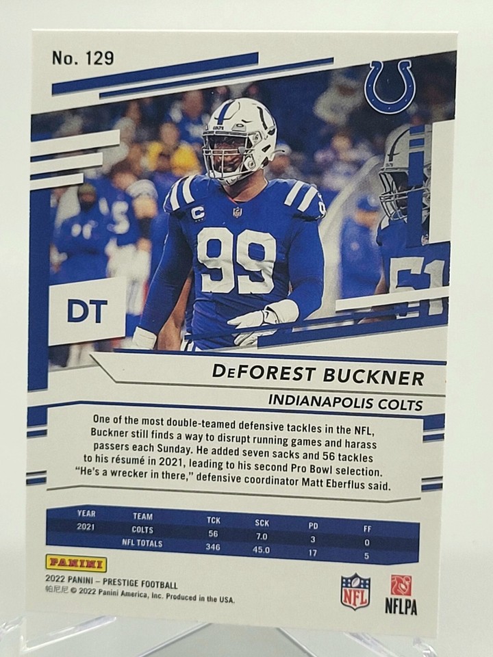 2022 PANINI PRESTIGE DEFOREST BUCKNER BASE FOOTBALL CARD INDIANAPOLIS ...
