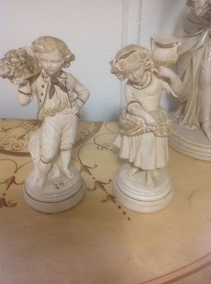 ALEXANDER BACKER CHALKWARE BOY AND GIRL PAIR Shabby Chic French Style ...