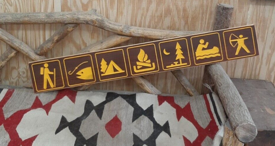 Camping Icons/Carved/Rustic/Wood/Sign/Outdoor sports/Recreational ...