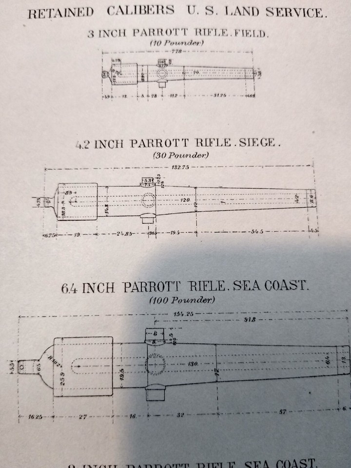 1880 Retained Calibers US Land Service 3in Parrott Army Ordinance ...