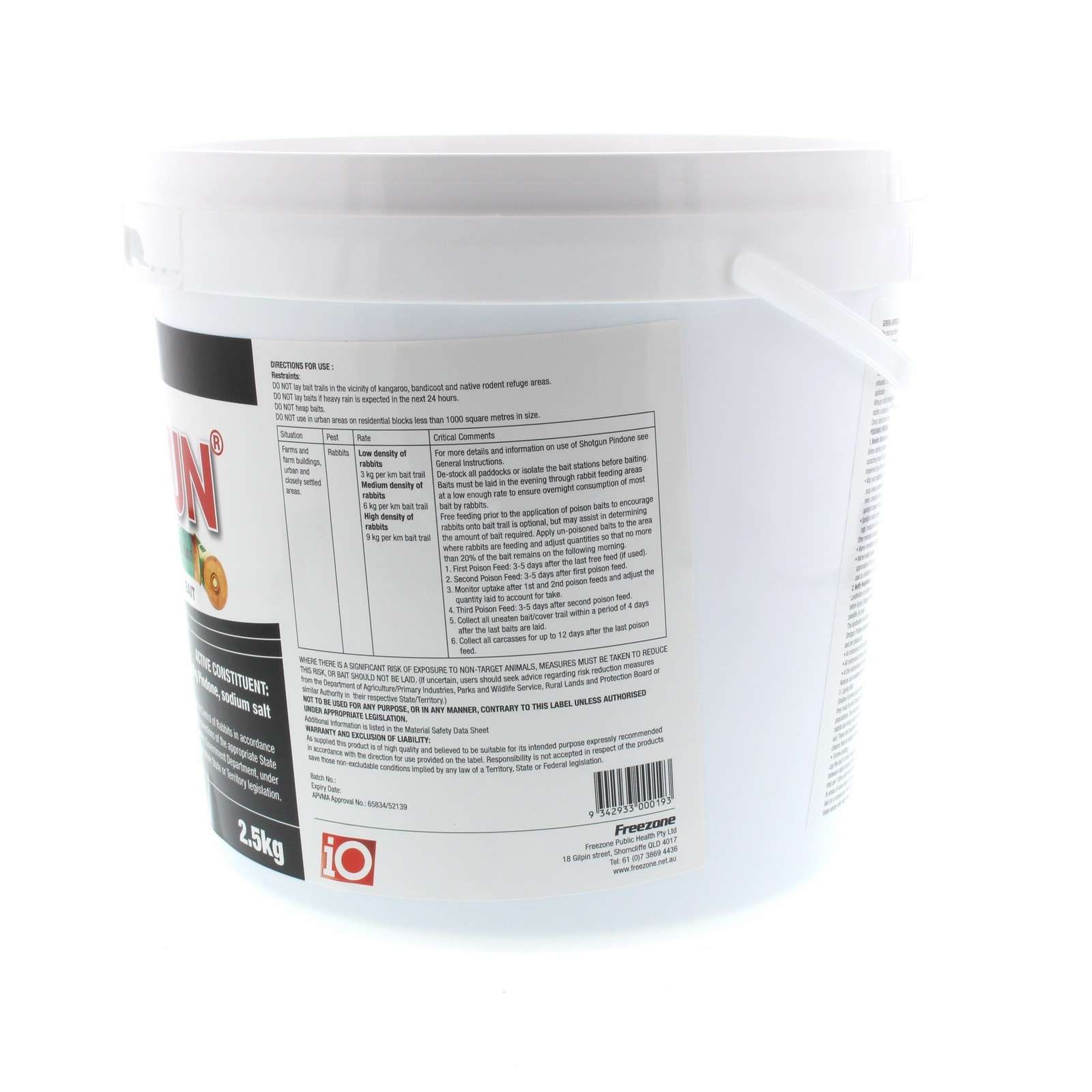 Shotgun Pindone Rabbit Bait Oatbait Freezone 2.5kg Anticoagulant Oat ...