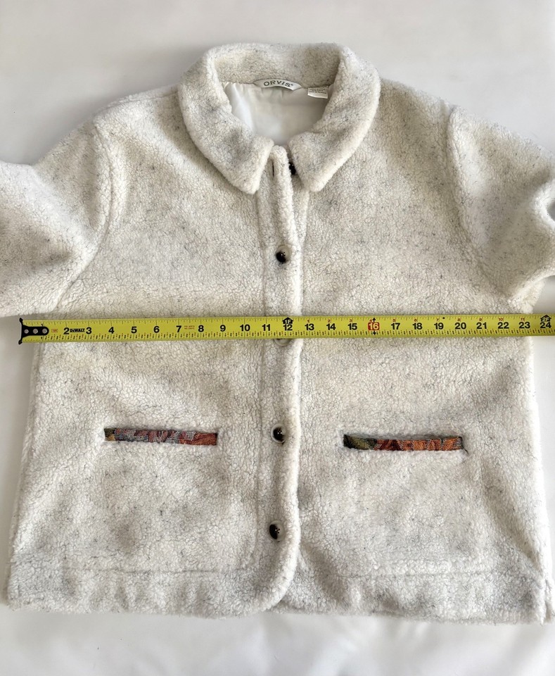 Orvis Jacket Women's Oatmeal Ecru Fleece Sherpa Button Down Size L ...