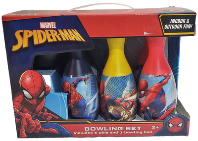 Spiderman Bowling Set, 6 pins & ball. Ages 2 and up indoor and outdoor ...