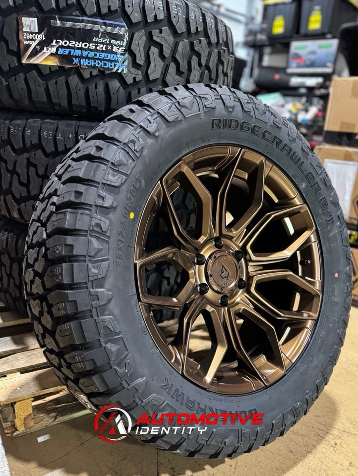 20x10 Arena A116 Cobra Bronze Wheels 33" RT AT Tires 6x5.5 Dodge Ram ...