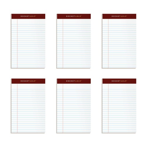 Docket Gold Writing Pads, 5" x 8", Jr. Legal Rule, 50 Sheets, 6 pack ...