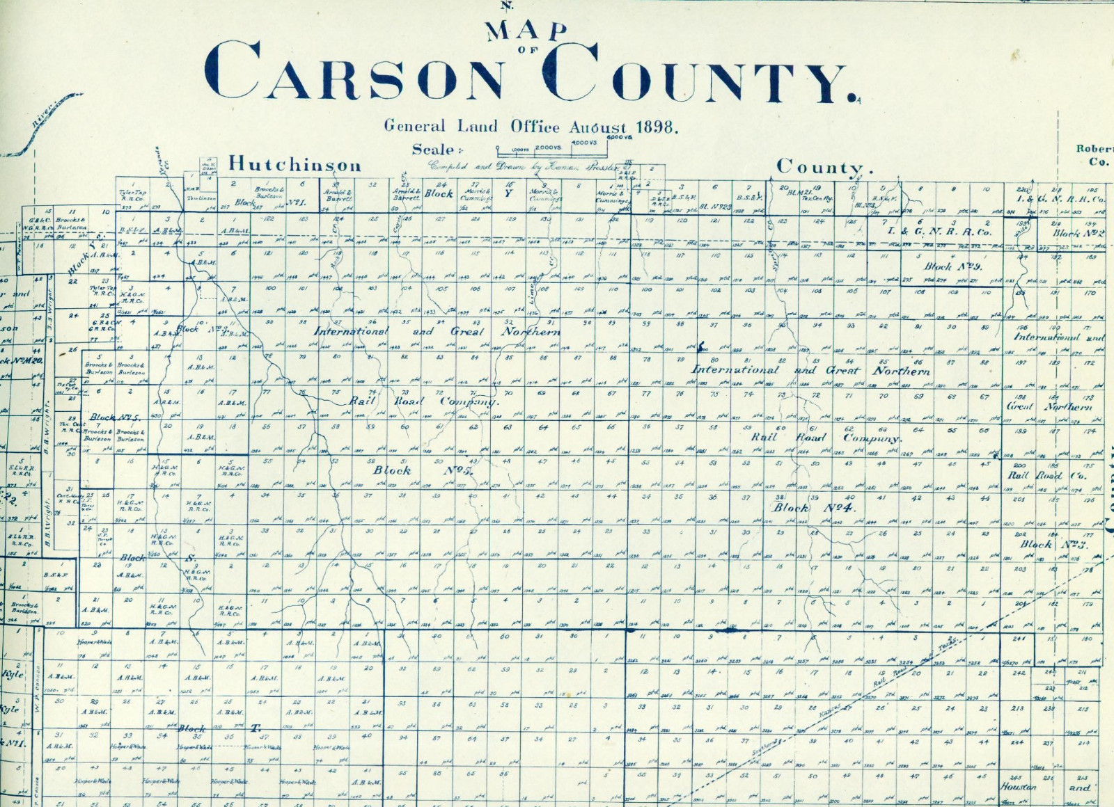 Old Carson County Texas General Land Office Owner Map Panhandle ...