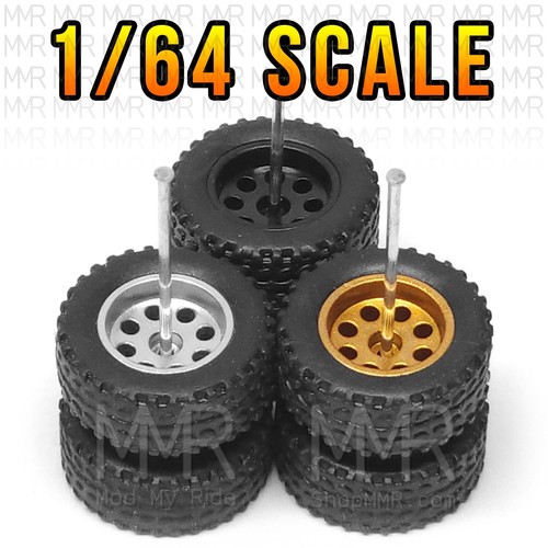 1/64 Scale 8 HOLE v6 OFFROAD Real Rider Wheels Rims Tires Set for Hot ...